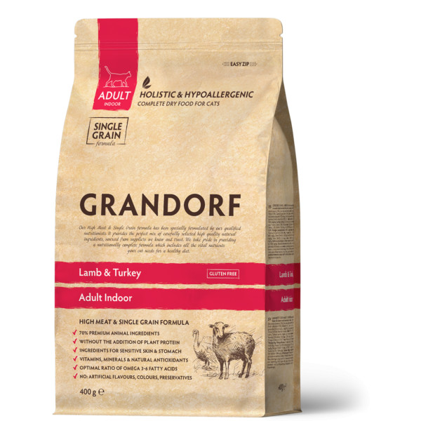 GRANDORF CAT LAMB AND TURKEY ADULT INDOOR 400G SZÁRAZ MACSKA